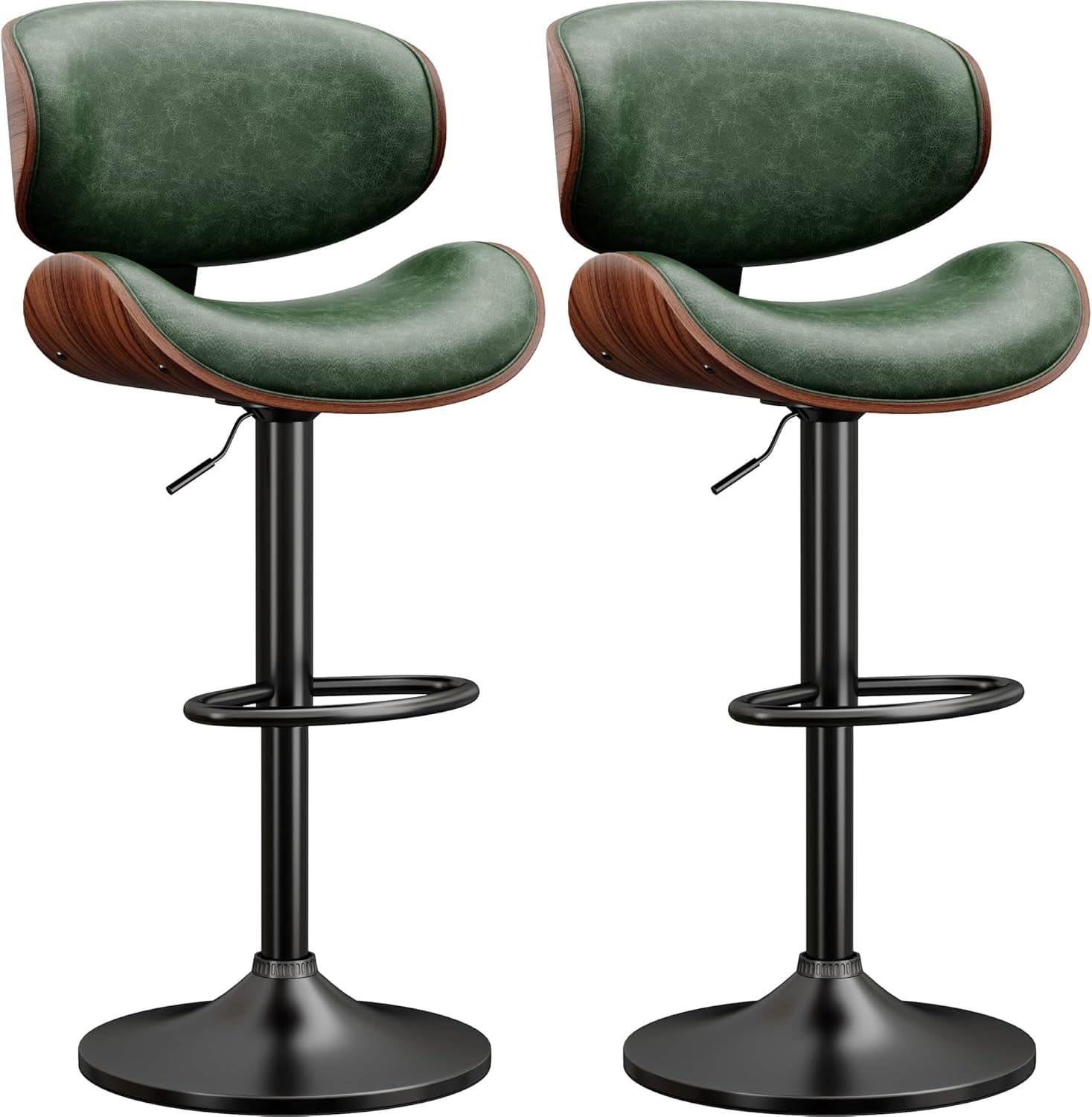 Bar Stools Modern PU Leather Adjustable Swivel Barstools, Kitchen ...