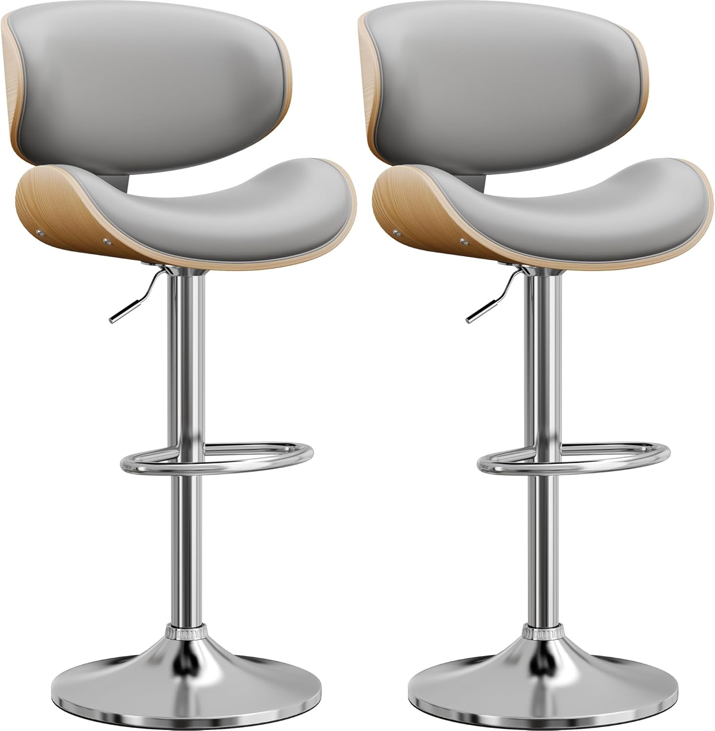 Bar Stools Modern PU Leather Adjustable Swivel Barstools, Kitchen ...