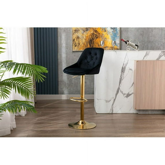 Bar Stools, Modern Velvet Fabric Adjustable 360° Swivel Barstools ...