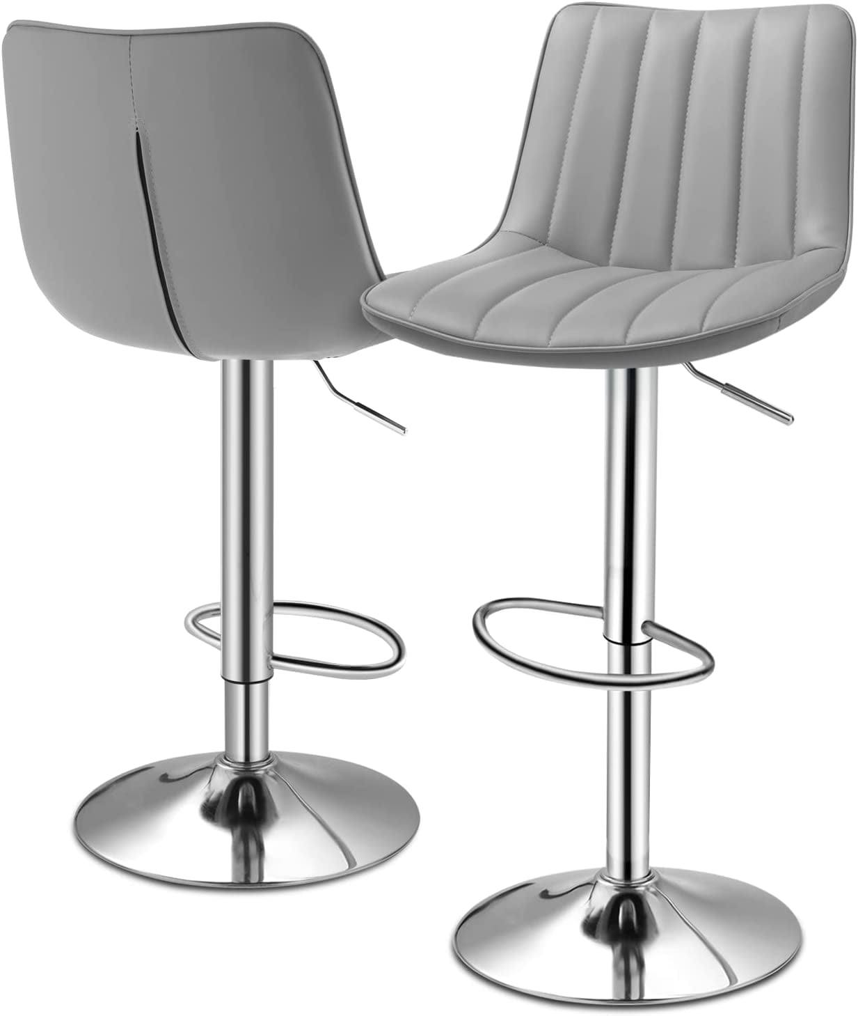 Bar Stools PU Leather Adjustable Swivel Armless Barstools with Foot ...