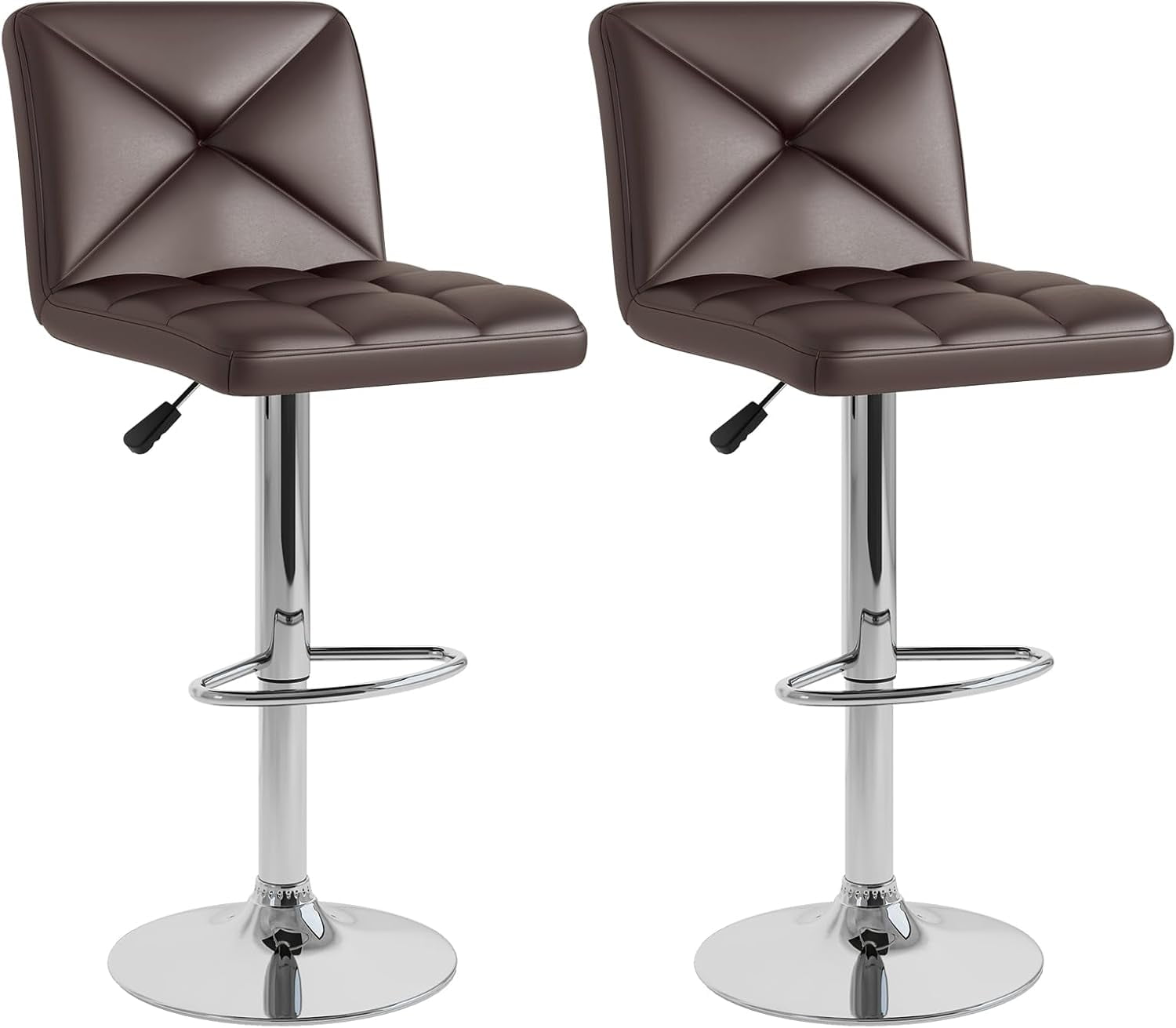 Bar Stools PU Leather Swivel Counter Height Bar Stools with Back Heavy ...