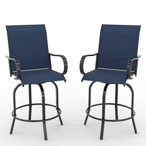 Bar Stools, Patio Bar Stools Set of 2 All-Weather 360° Swivel - High ...