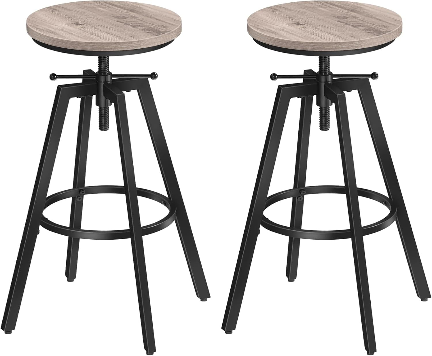 Bar Stools, Round Bar Chairs with Sturdy Metal Frame, Set of 2 ...