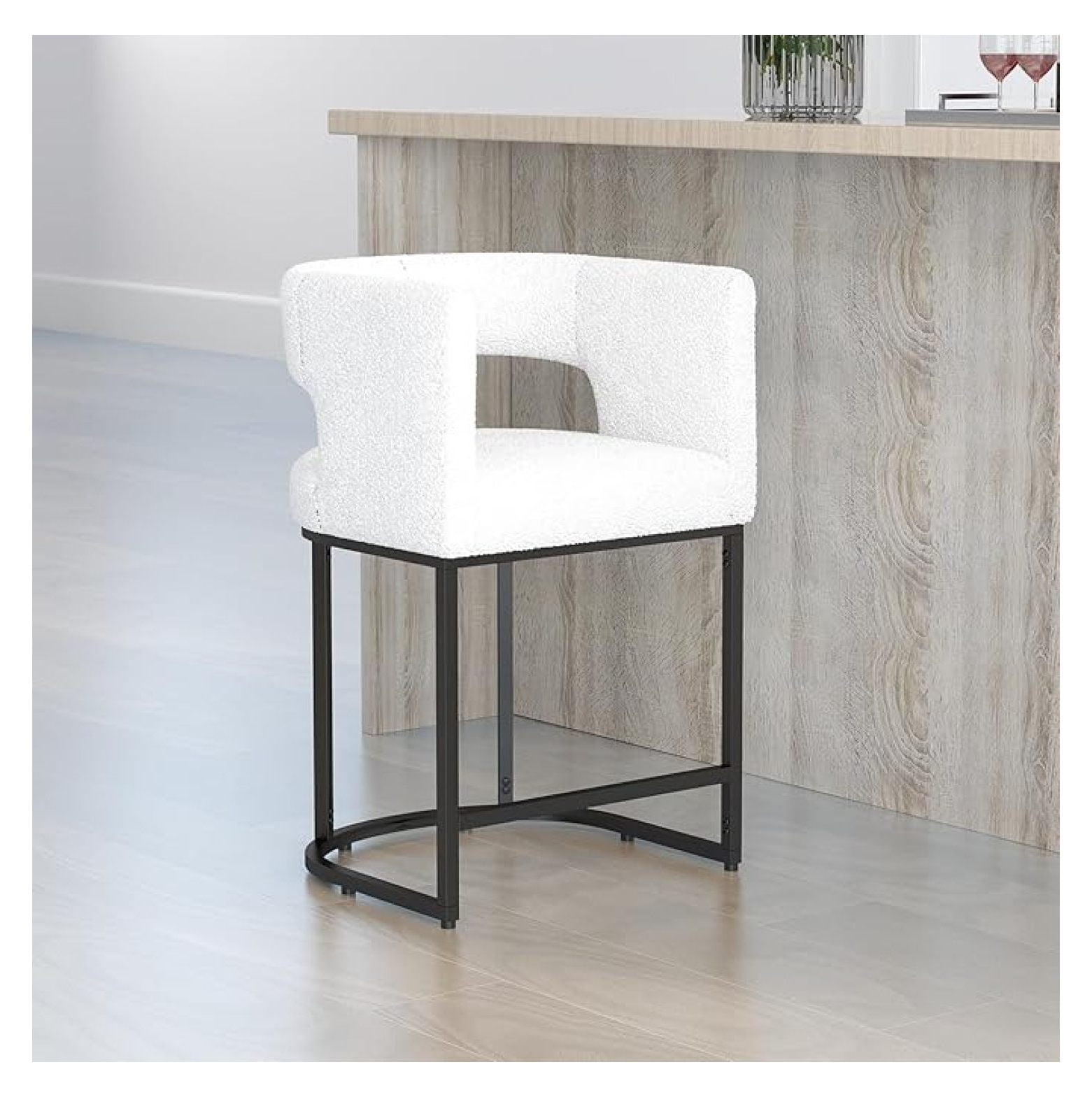 Bar Stools Set of 1, 26” Seat Height Counter Height Stools with Curved ...