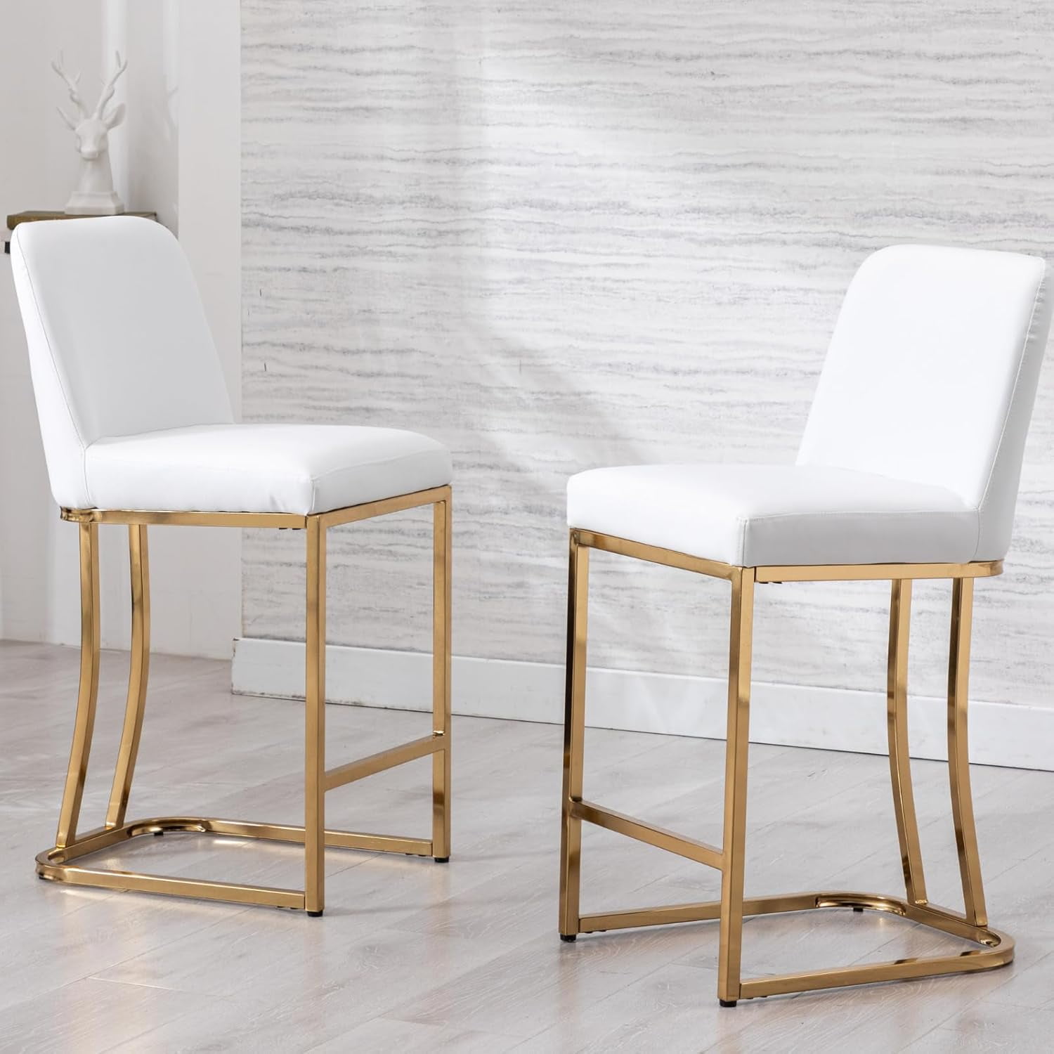 Bar Stools Set of 2 24" Counter Height Bar Stools with Back Modern PU ...