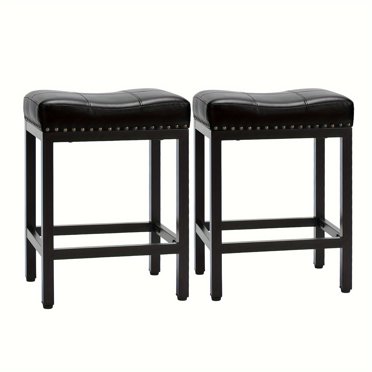 Hommoo Saddle Stool Set of 2, 29 Inch Bar Stools with Faux Leather, PU ...