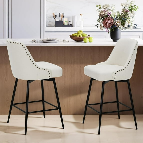 Bar Stools Set of 2, 26.18" Counter Height Swivel Stools with Thick ...