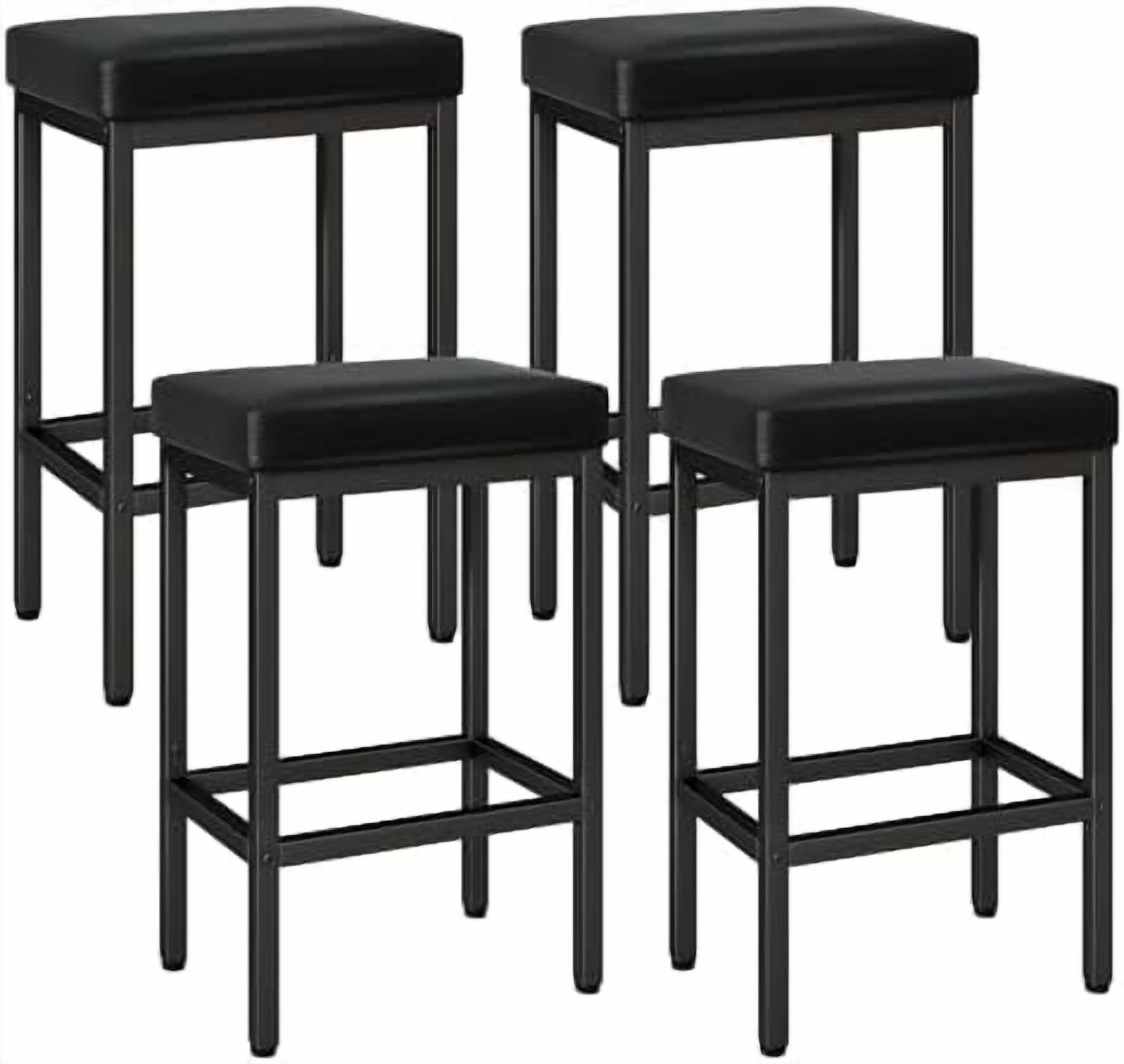 Bar Stools Set of 2, 26 Inch Counter Height Bar Stools, Black Barstools ...