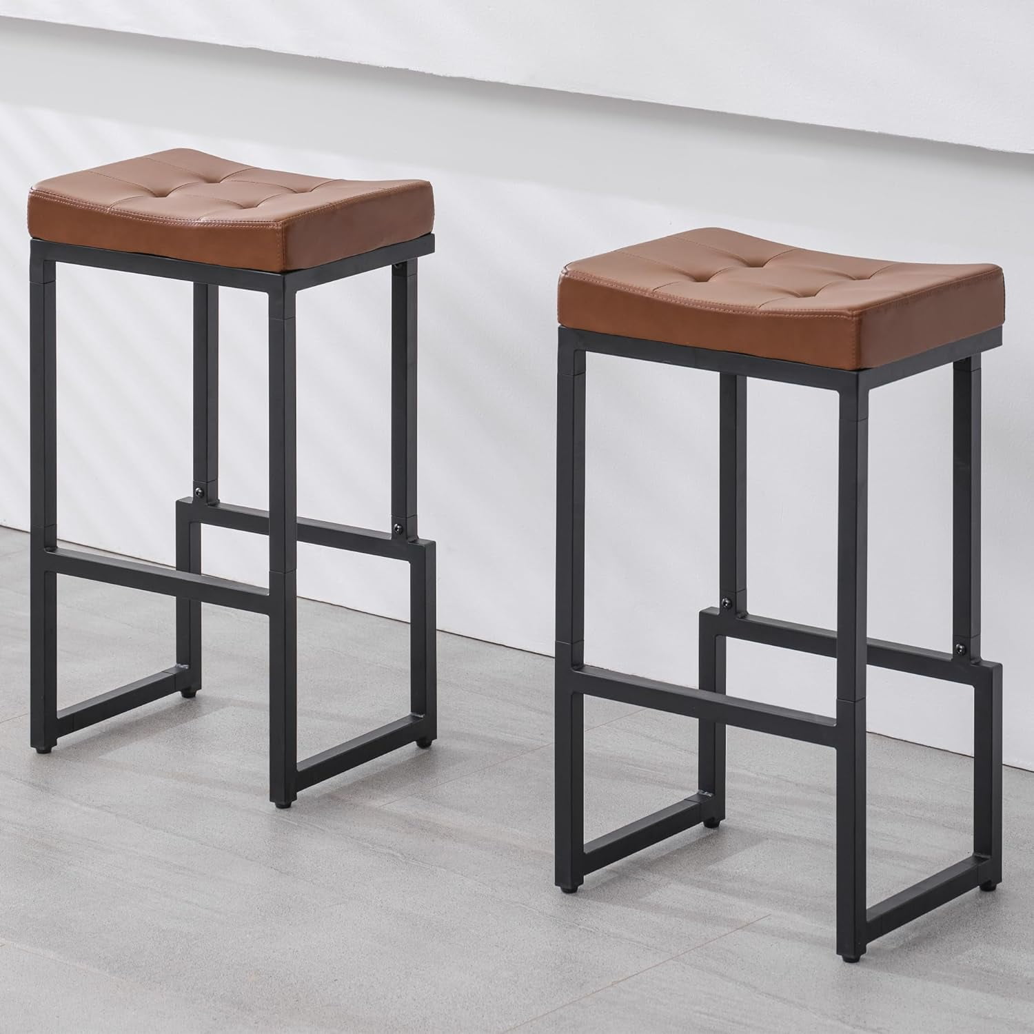 Bar Stools Set of 2, 28" Counter Height Bar Stools, Faux Leather ...