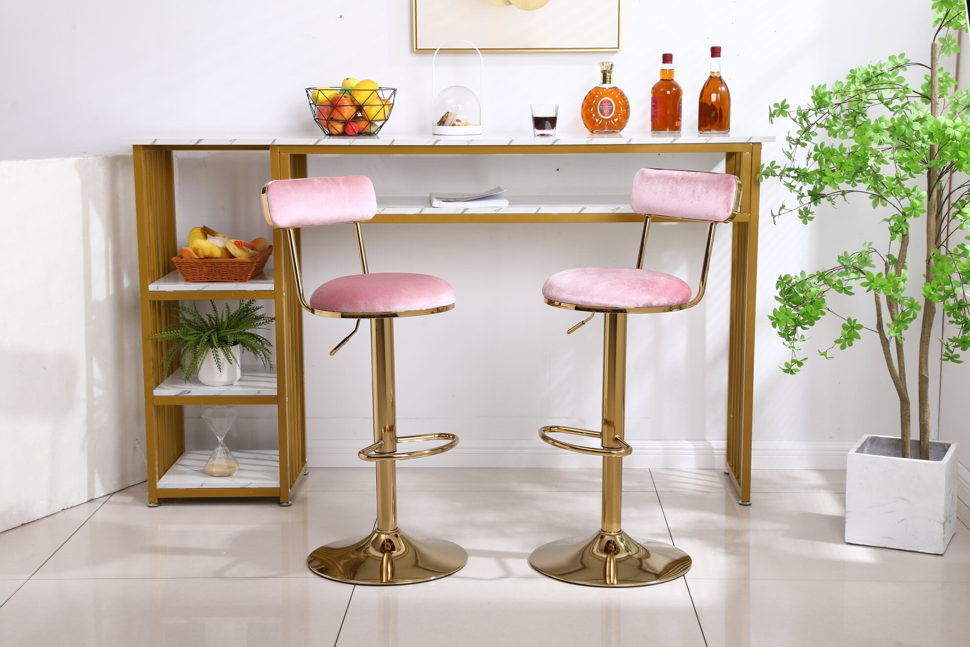 Bar Stools Set of 2, 360-Degree Rotating Height Adjustable Bar Chair ...