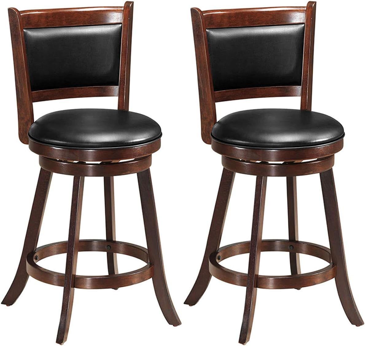 Bar Stools Set of 2, 360 Degree Swivel, Accent Wooden Swivel Seat ...