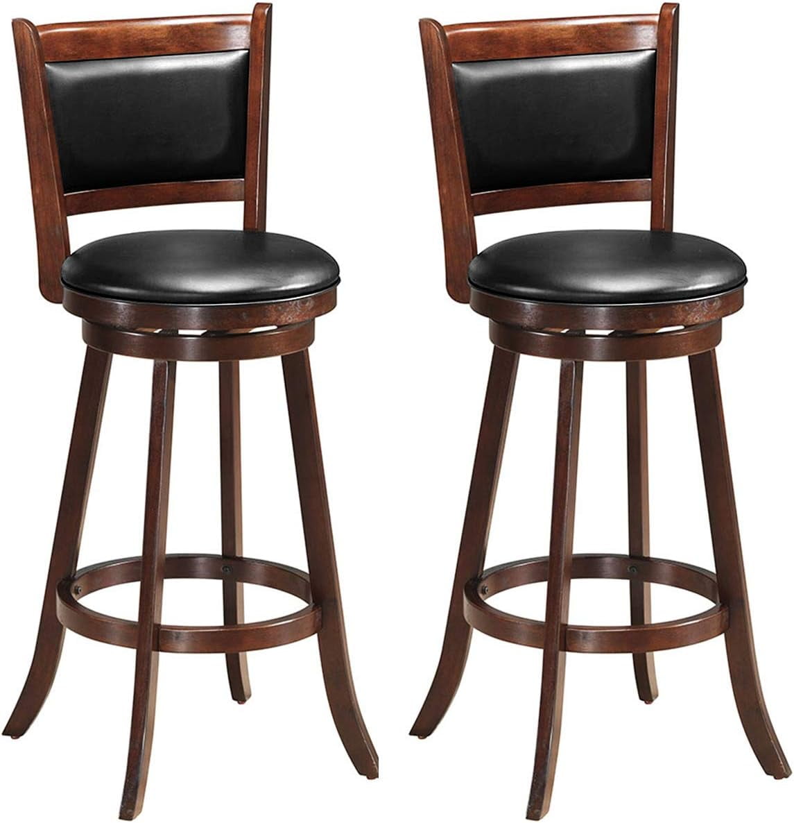 Bar Stools Set of 2, 360 Degree Swivel, Accent Wooden Swivel Seat ...