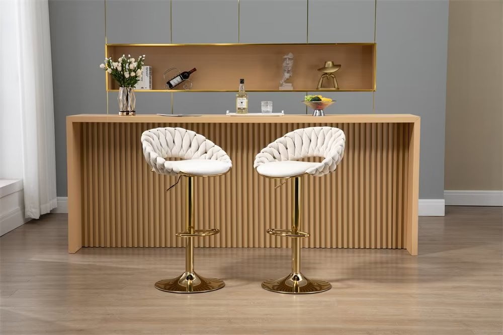 Bar Stools Set of 2, 360 Degree Swivel Counter Height Barstools with ...