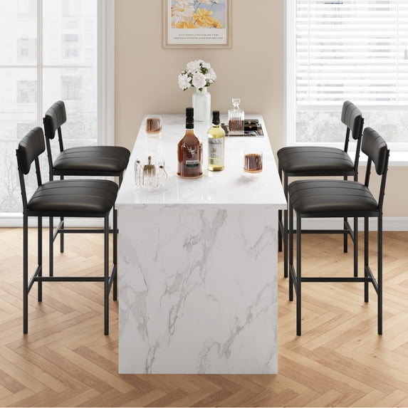 Bar Stools Set of 2/4 with Backrest and Footrest, Counter Height ...