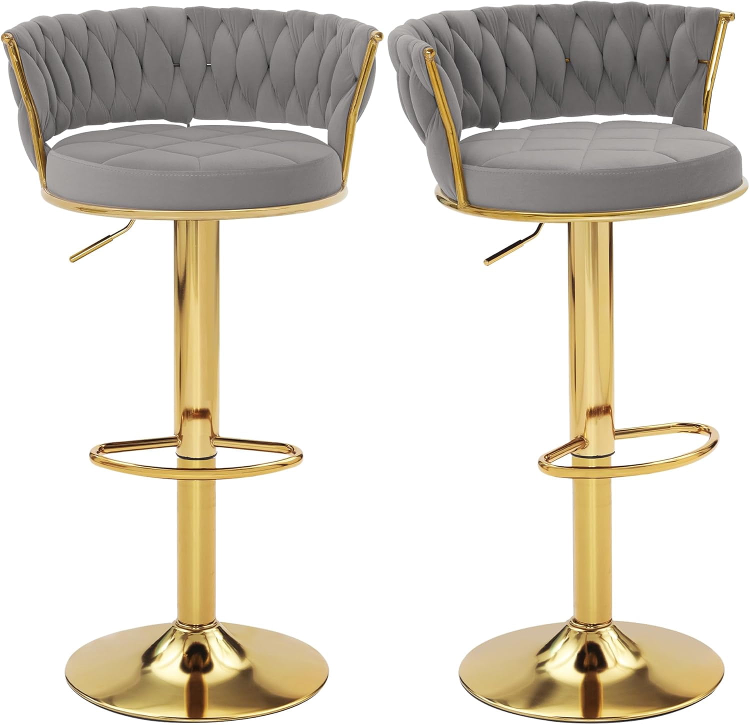 Bar Stools Set of 2, Adjustable Barstools Counter Height Stools with ...