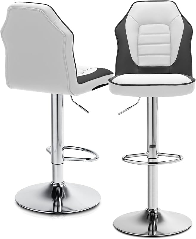 Bar Stools Set of 2, Adjustable Counter Height Bar Stools with Faux ...