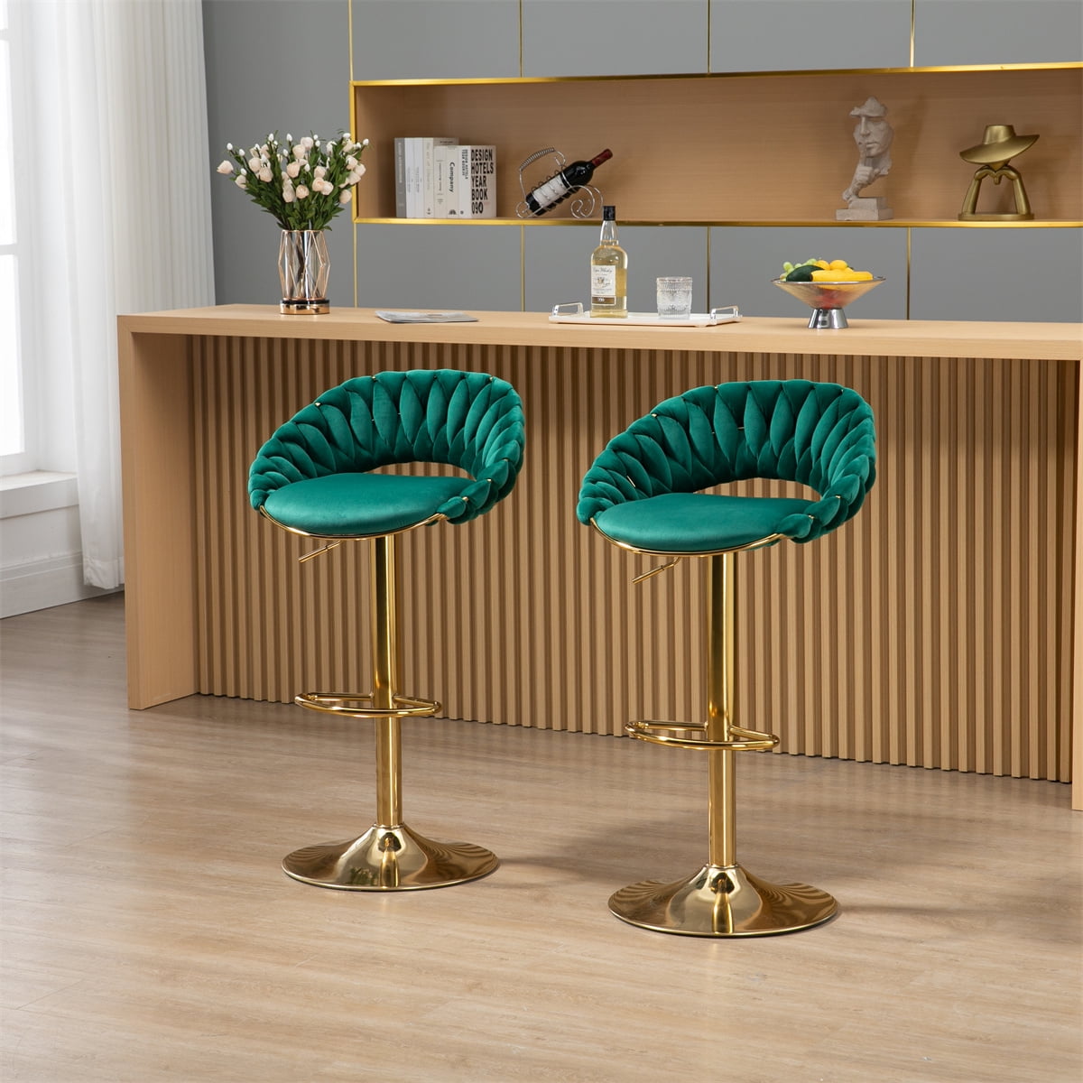 Bar Stools Set of 2, Adjustable Counter Height Dining Stools with ...