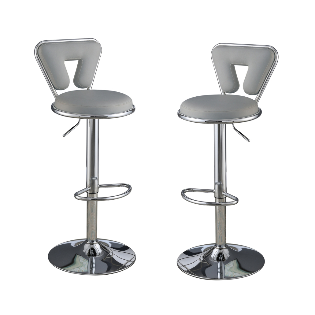 Bar Stools Set of 2, Adjustable Counter Height Bar Stools in PU Leather ...