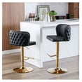 Bar Stools Set of 2, Adjustable Height Swivel Bar Chairs - Modern PU ...