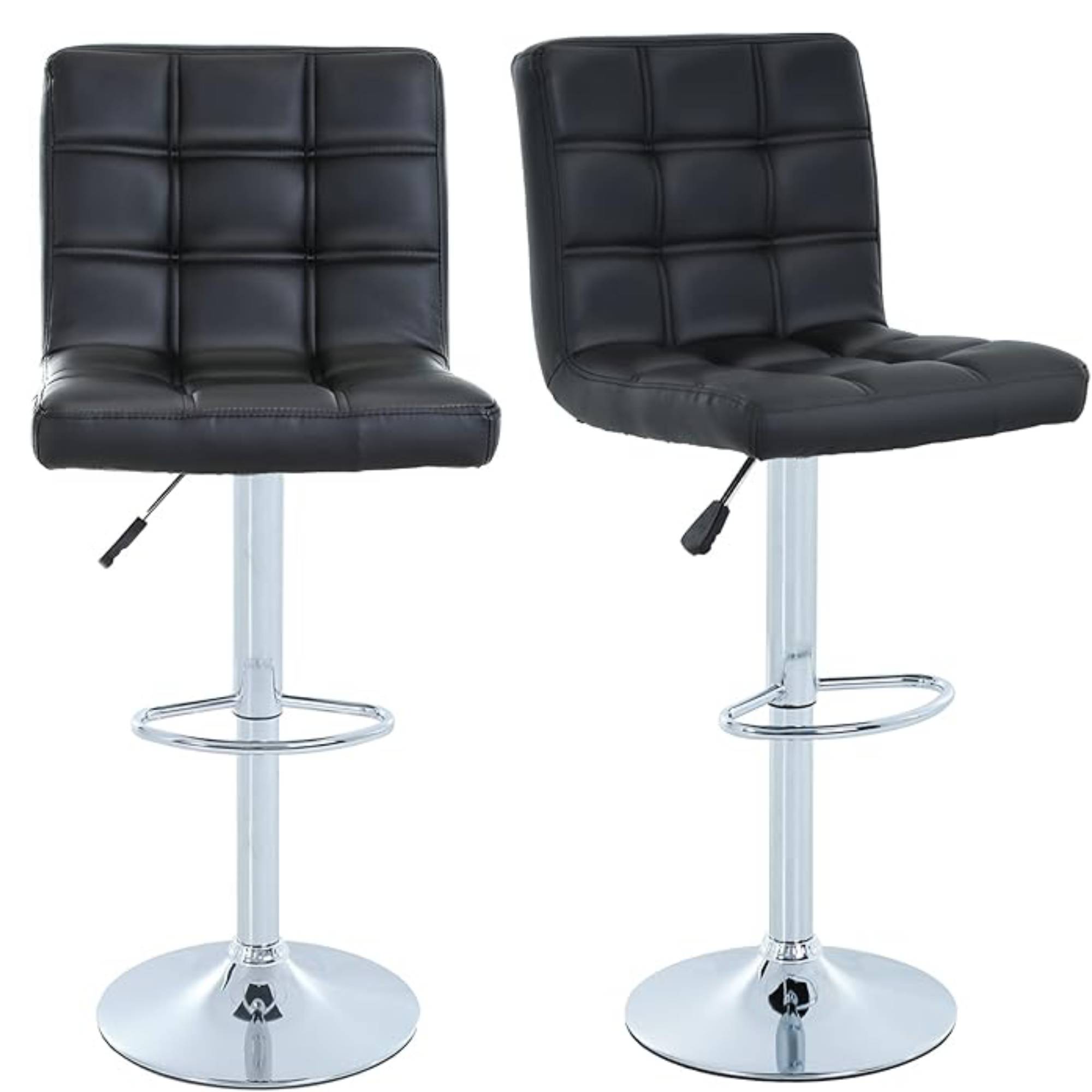 Bar Stools Set of 2 Adjustable PU Leather Swivel Barstools,Counter ...