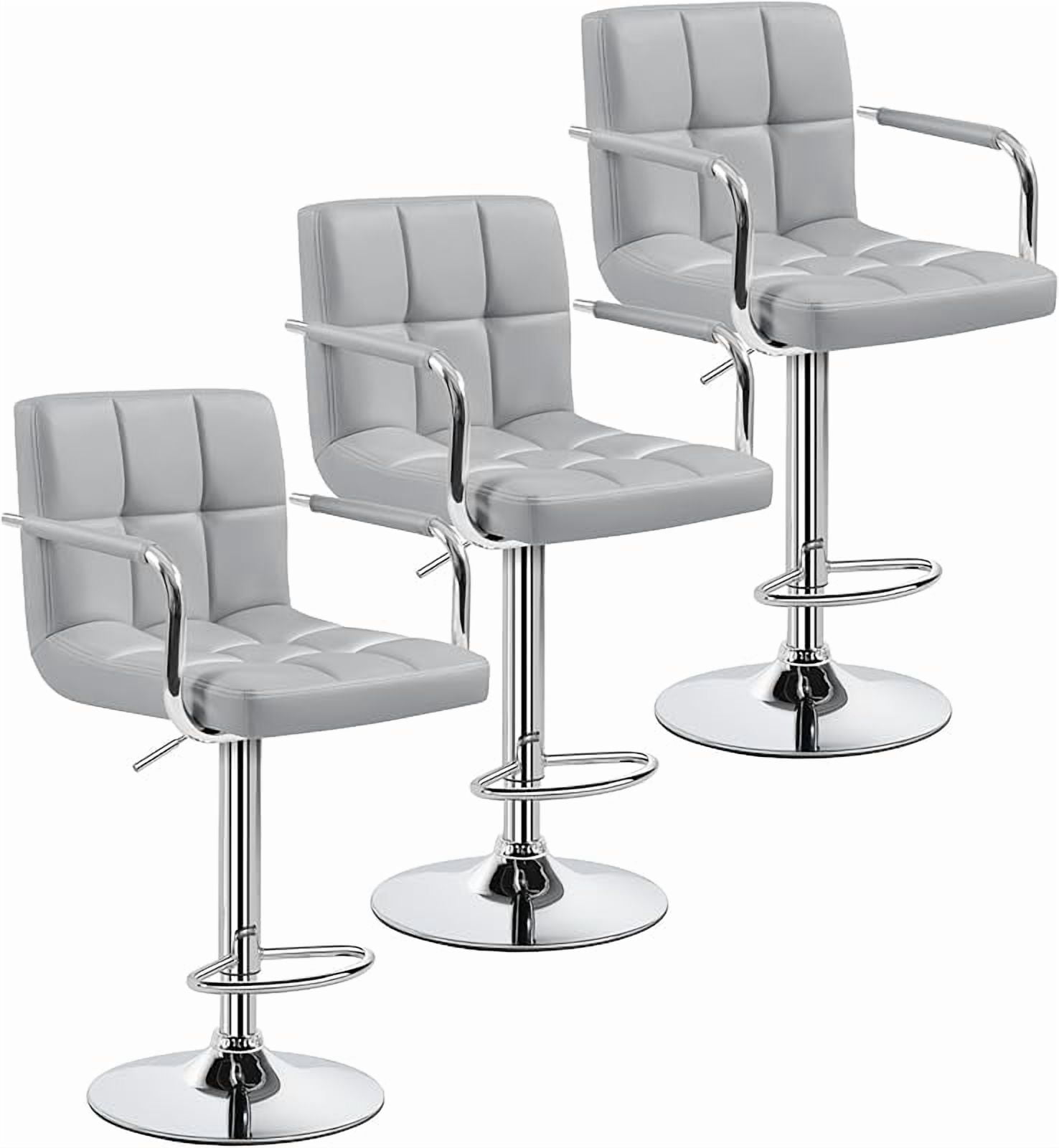 Bar Stools Set of 2, Adjustable PU Leather Swivel Barstools, Modern ...