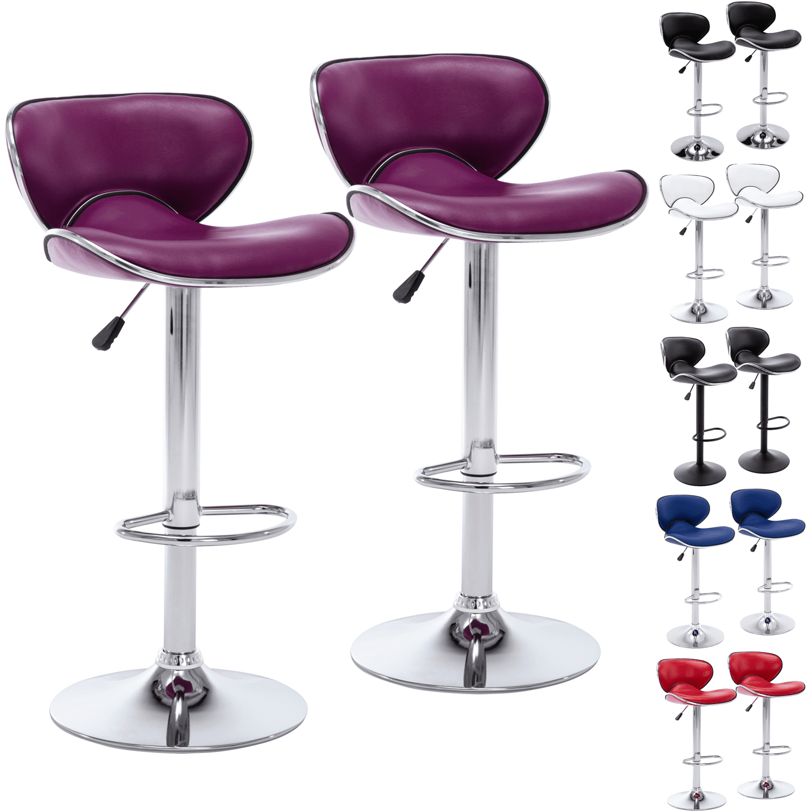 GOURGE LIVING Set of 2 Scallop-Shaped Adjustable Swivel Bar Stools ...