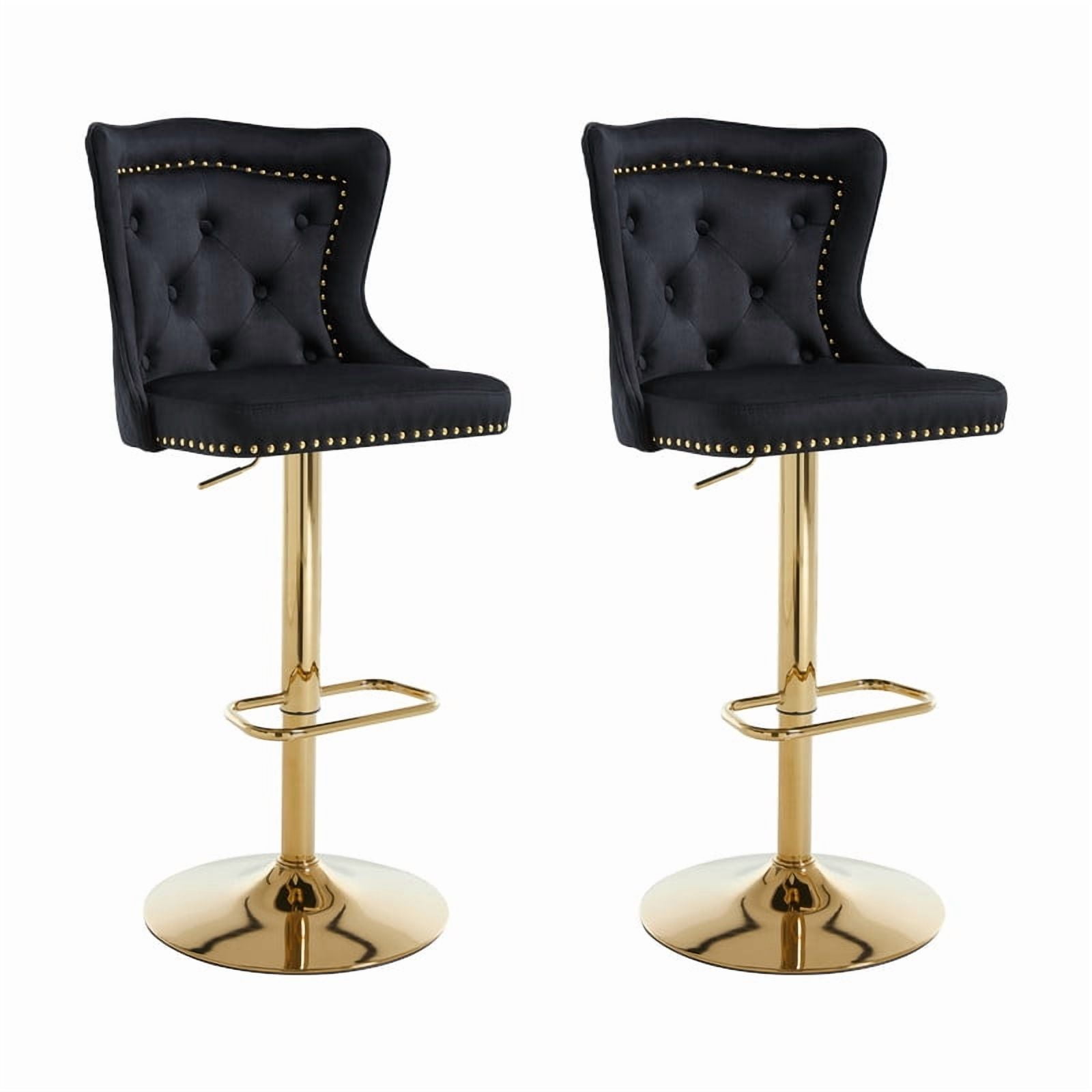 Bar Stools Set of 2, Adjustable Velvet Counter Bar Stools with Botton ...