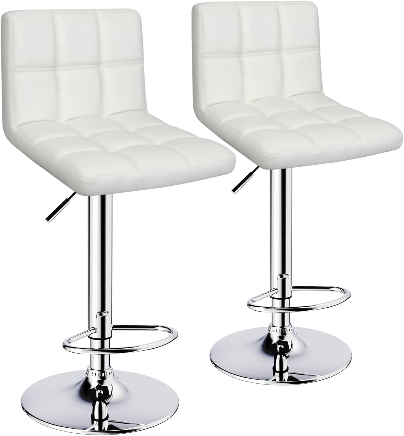 Bar Stools Set of 2,Armless Adjustable Swivel Barstools with Back,6 ...