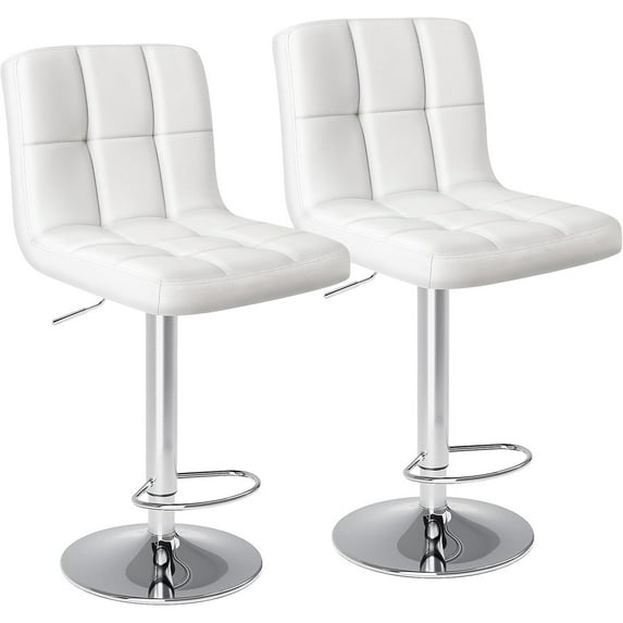 Bar Stools Set of 2, Armless Adjustable Swivel Barstools, PU Leather ...