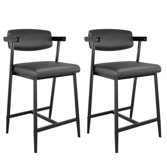 Bar Stools Set of 2 with Armrests, Counter Height Bar Stools Set with ...