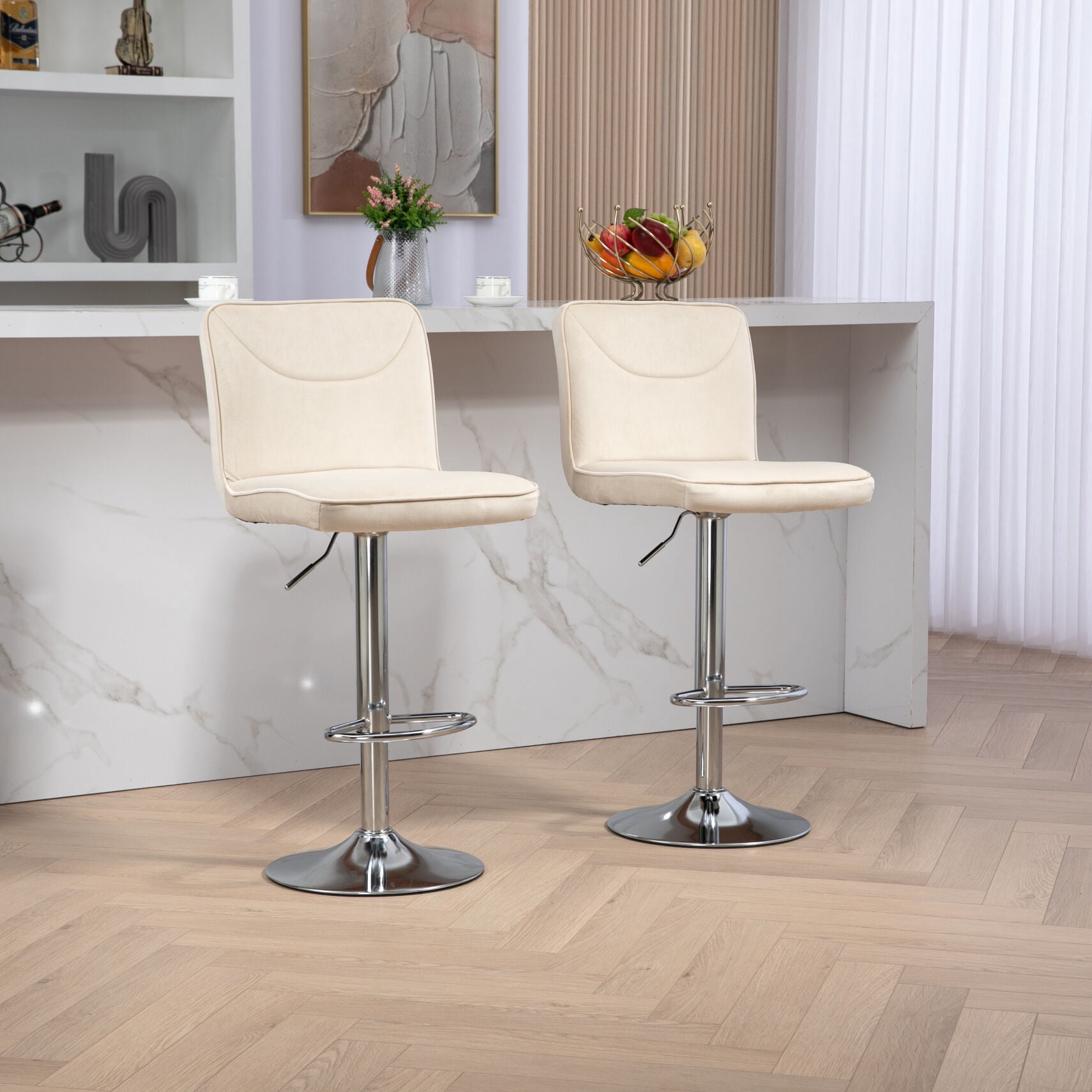 Bar Stools Set of 2, Bar Stools with Back and Footrest Counter Height ...
