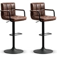 Bar Stools Set of 2 with Back, Modern Square PU Leather Kitchen Stools ...