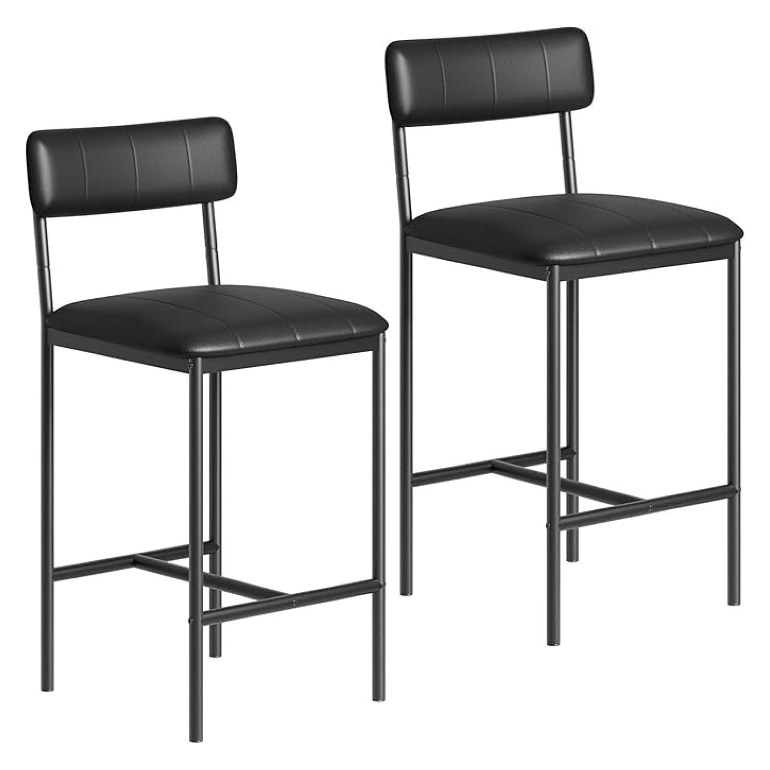Bar Stools Set of 2 with Backrest and Footrest, Counter Height ...