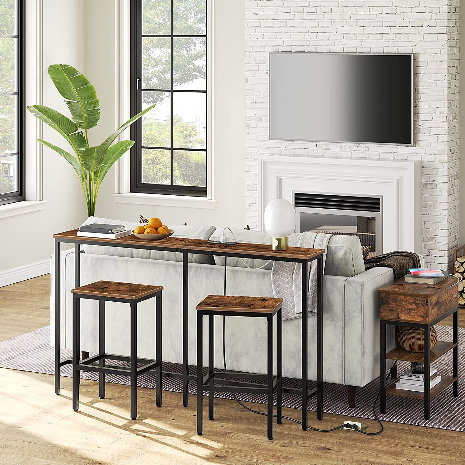 Bar Stools, Set of 2 Bar Chairs, Kitchen Breakfast Bar Stools with ...