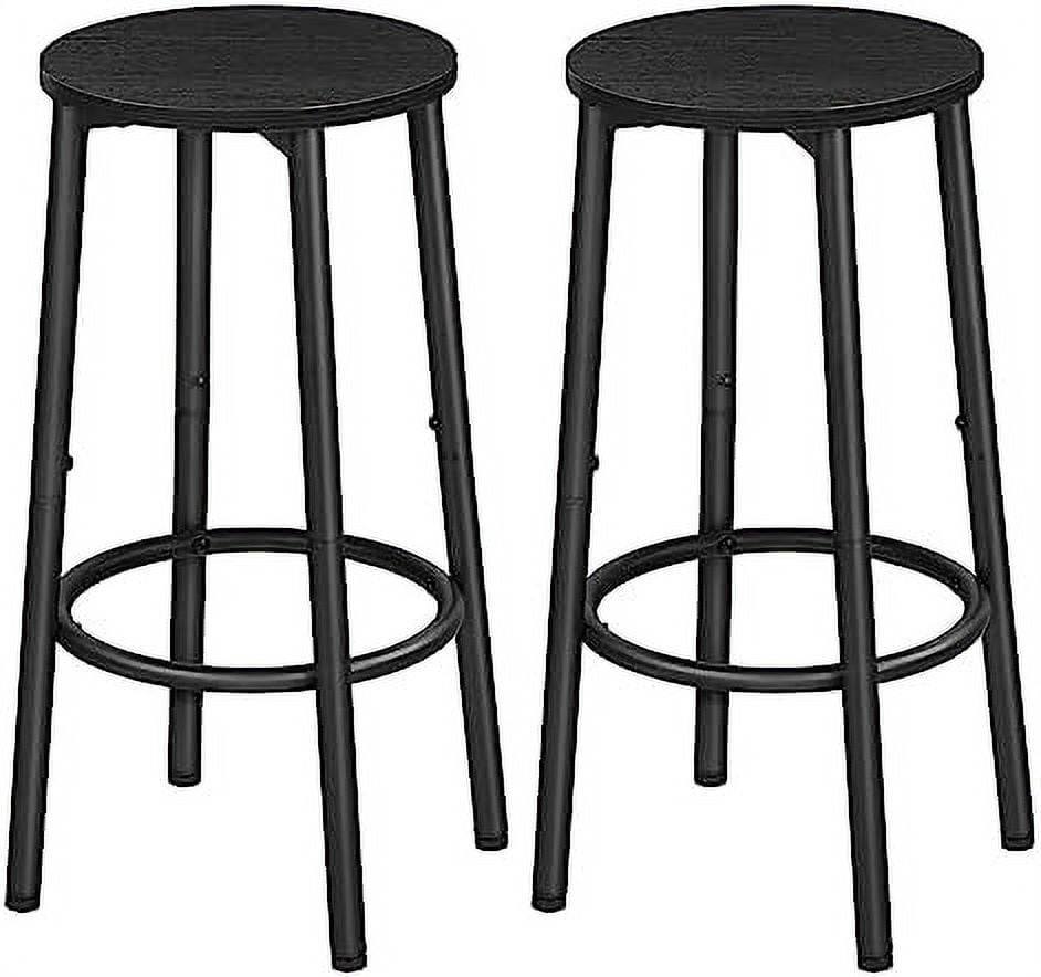 Bar Stools, Set of 2 Bar Chairs, Kitchen Round Height Stools with Footrest, Breakfast Bar Stools ...