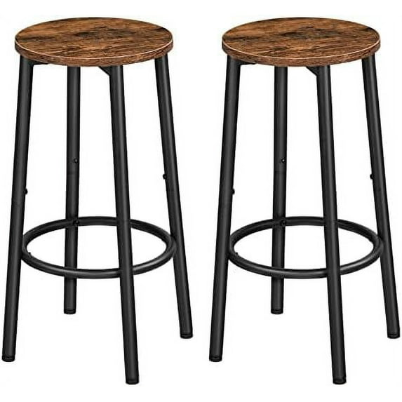 Bar Stools, Set of 2 Bar Chairs, Kitchen Round Height Stools with ...