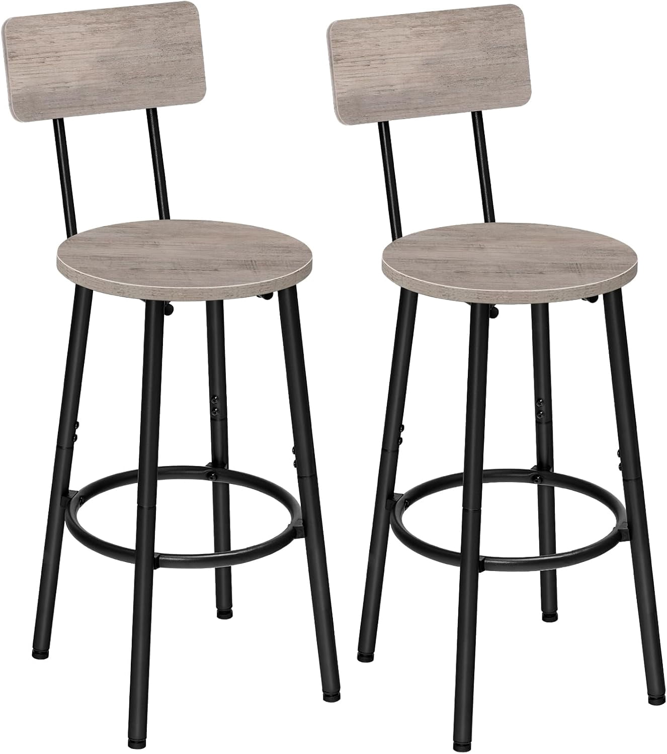 Bar Stools,Set of 2 Bar Stools with Footrest and Back,25.2" Bar Chairs ...
