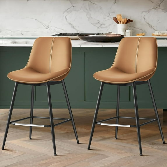 Bar Stools Set of 2, Counter Height with Back, Ergonomic Backrest ...