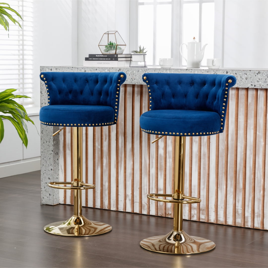 Bar Stools Set of 2, Counter Height Bar Stools with Back and Footrest ...
