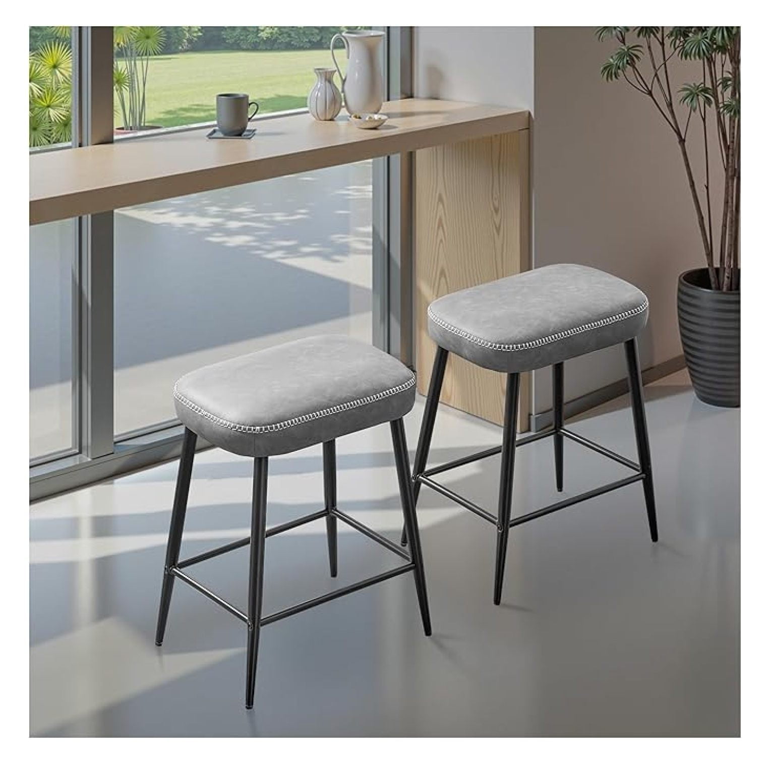 Bar Stools Set of 2, Counter Height Bar Stools for Kitchen Island, 24 ...
