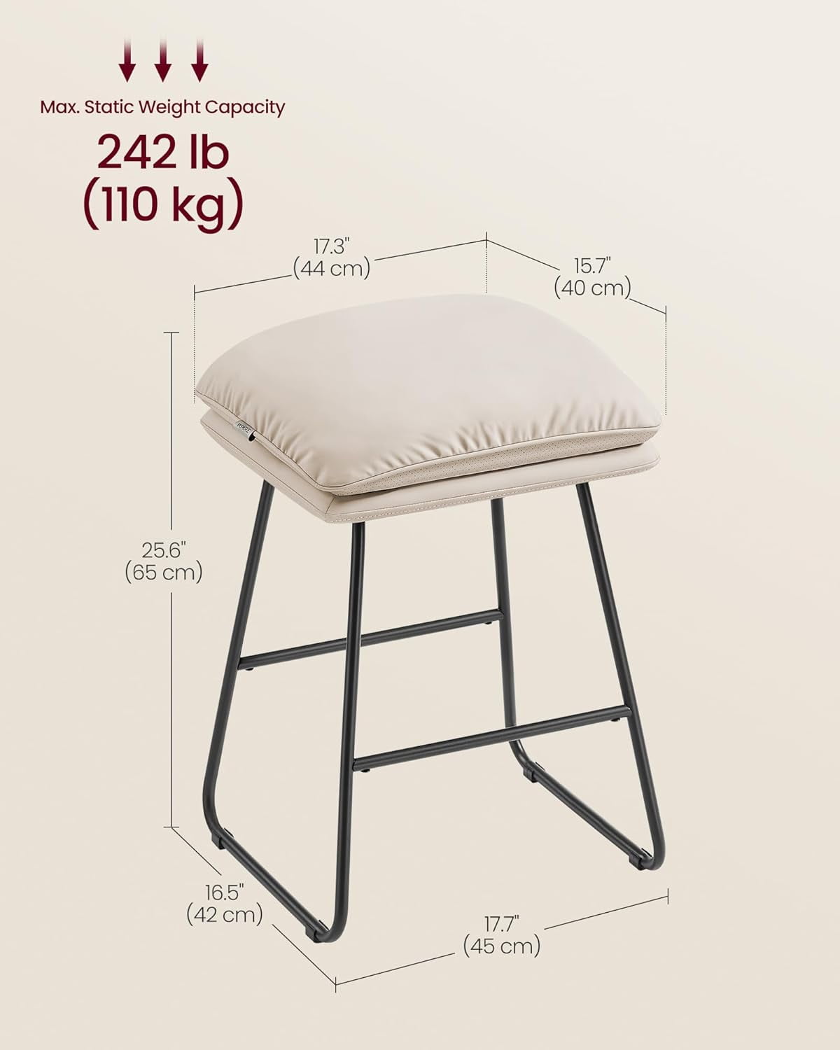 Bar Stools Set of 2, Counter Height Bar Stools, Leather Counter Stools ...