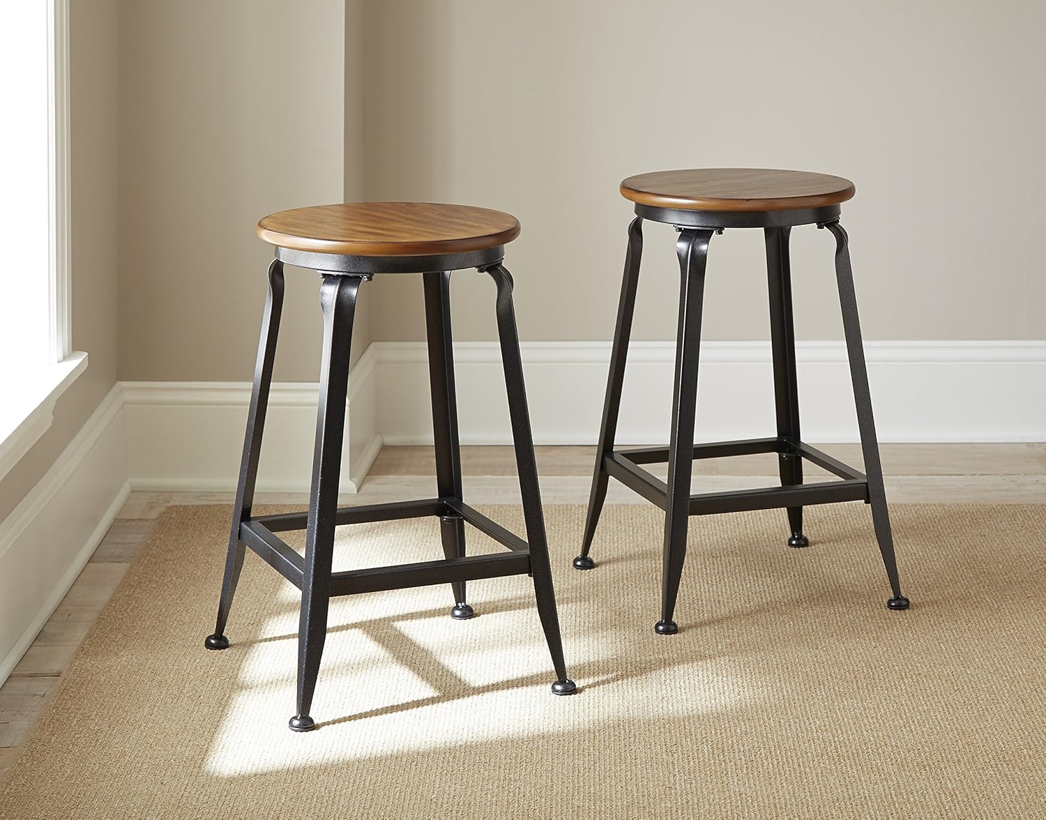 Bar Stools Set of 2 Counter Height Stools Industrial Tall Bar Chair ...