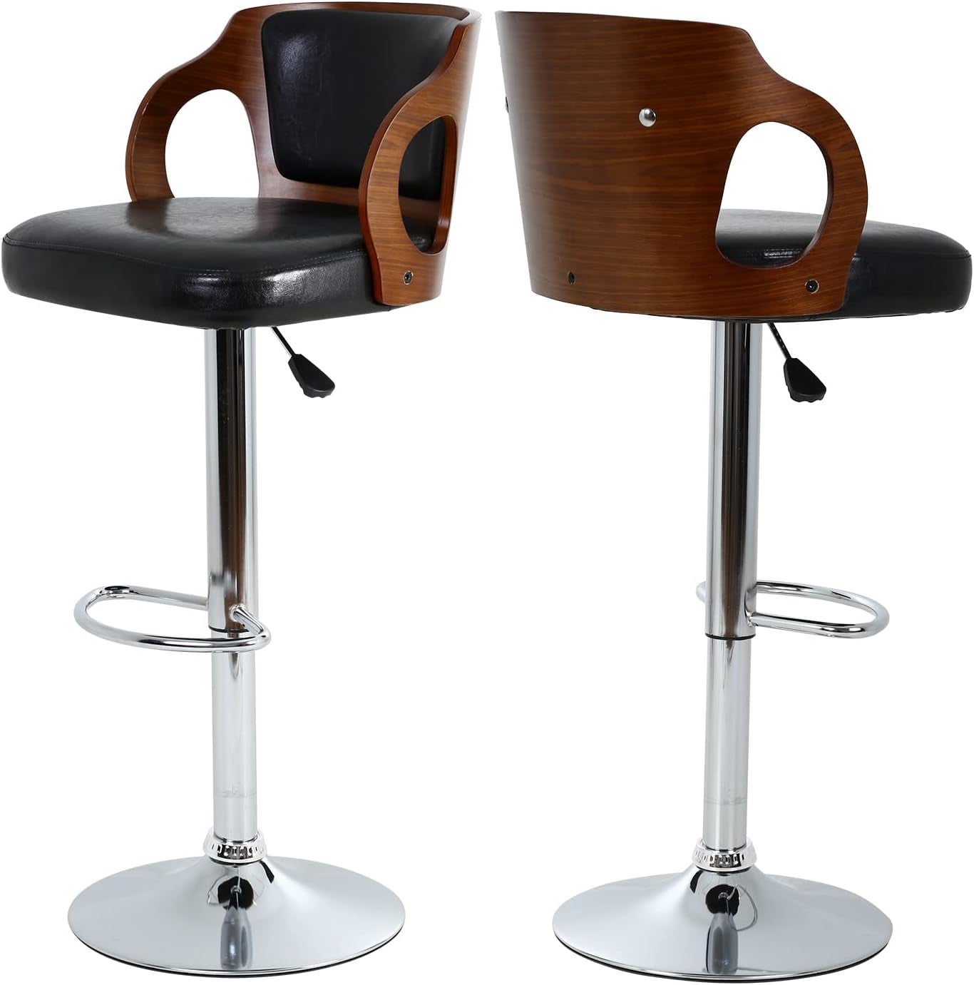 Bar Stools Set of 2 Counter Height PU Leather Modern Swivel Barstools ...