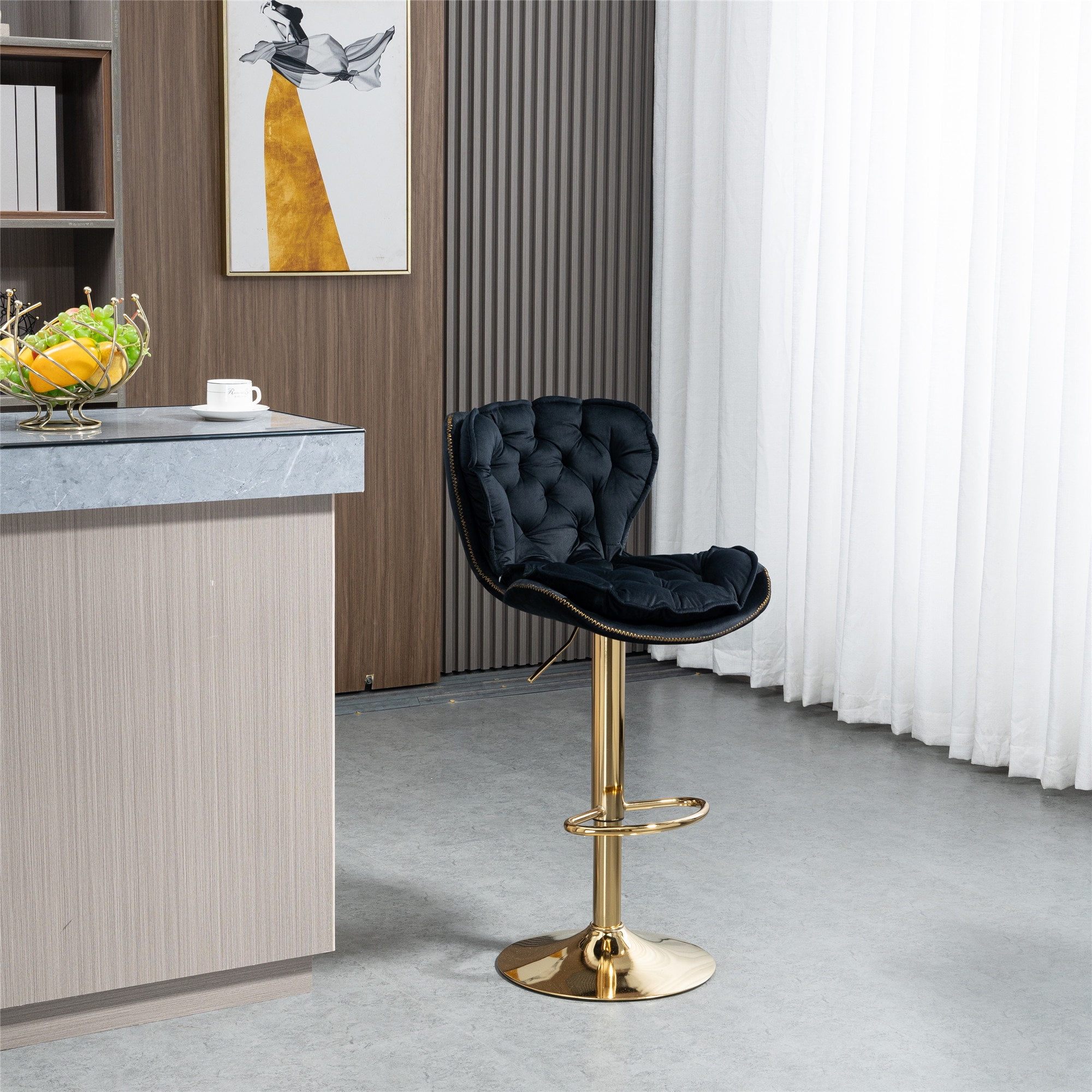 Bar Stools Set of 2, Counter Height Swivel Barstools with Backs ...