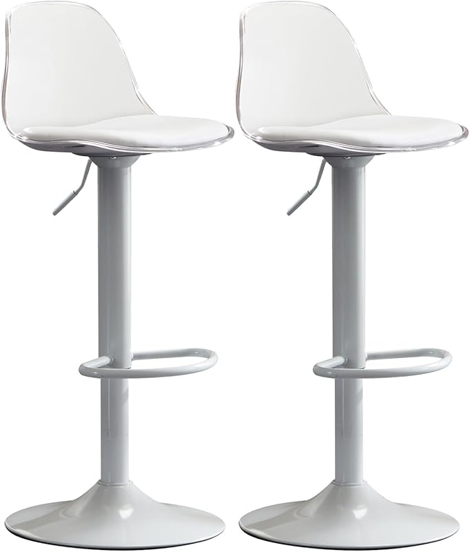 Bar Stools Set of 2, Faux Leather Upholstered Counter Height Stools ...