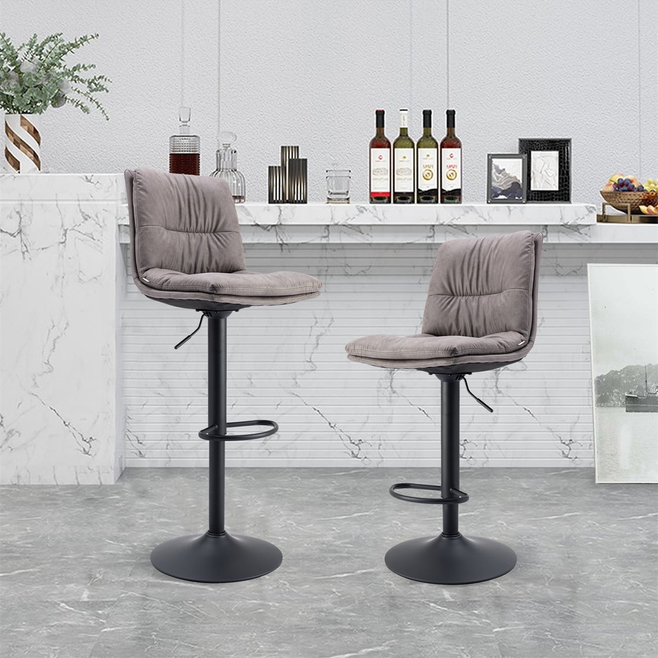 Bar Stools Set of 2, Height Adjustable Counter Height Bar Stool with ...