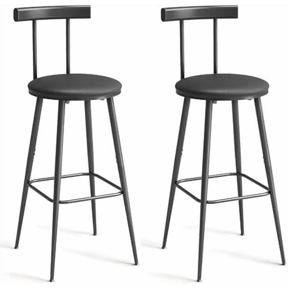 Bar Stools, Set of 2 High Kitchen Barstools, Bar Chairs with Backrest ...