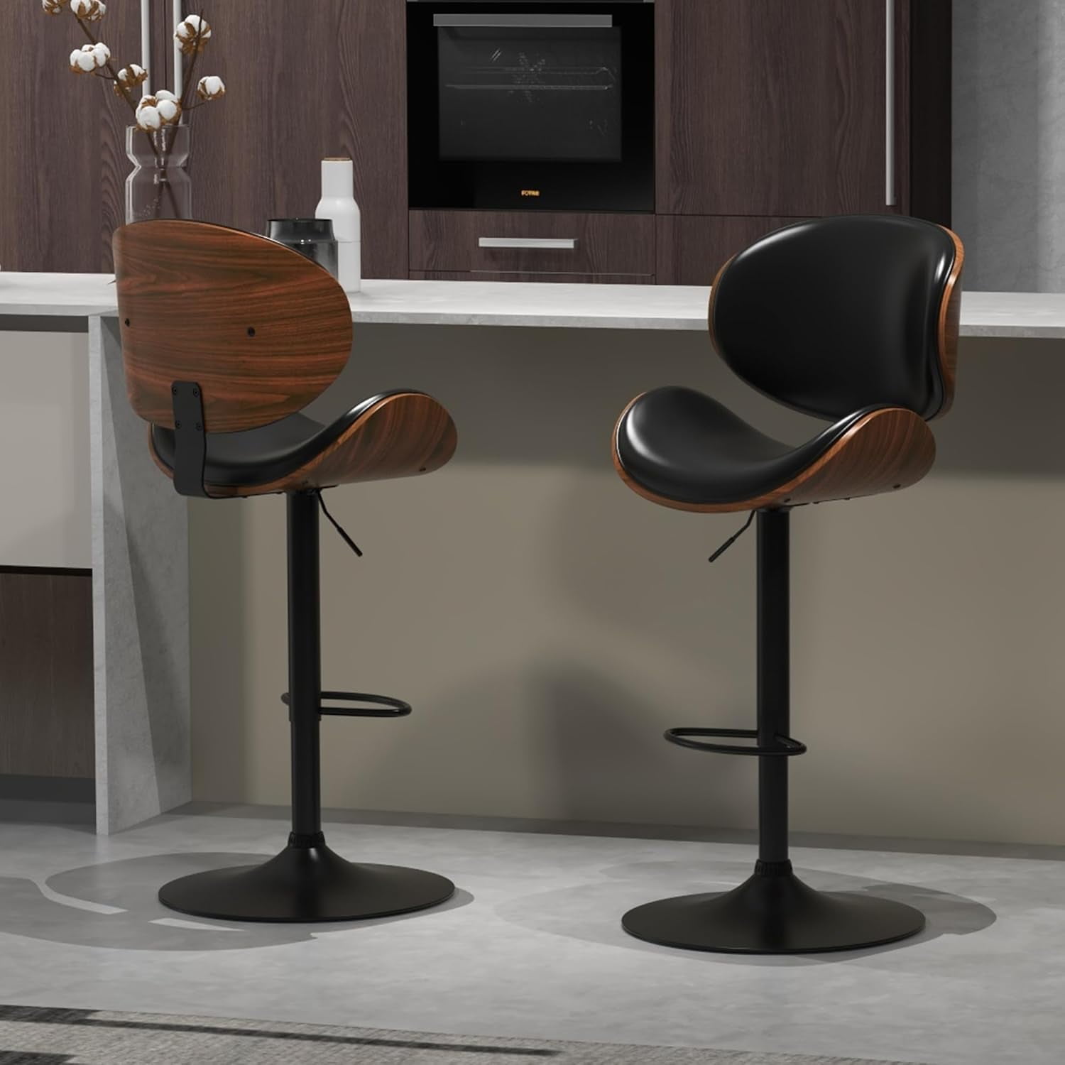 Bar Stools Set of 2 for Kitchen Counter, Adjustable Bar Height Chairs ...