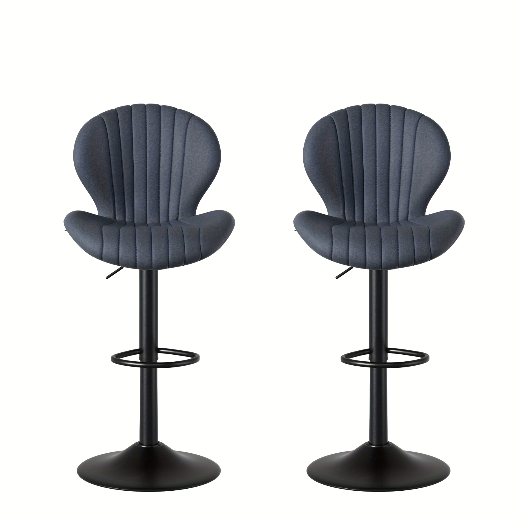 Bar Stools Set of 2 Leather Swivel Barstools with Back Counter Height ...