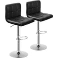 Bar Stools Set of 2, Modern Swivel Adjustable Height PU Leather ...